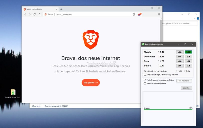 Portabler Brave Updater - Brave Browser in allen Versionen portabel ...