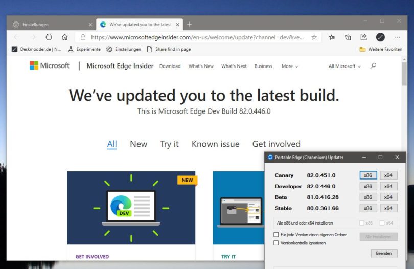 Microsoft Edge 82.0.446.0 im Dev Kanal mit neuen Funktionen - Deskmodder.de