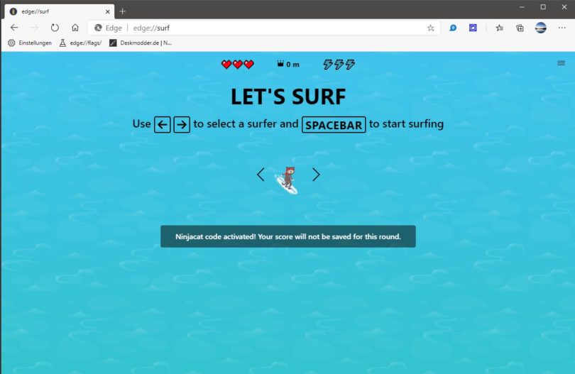 Microsoft Edge: Mit einem Geheimcode mit Ninjacat surfen - Deskmodder.de