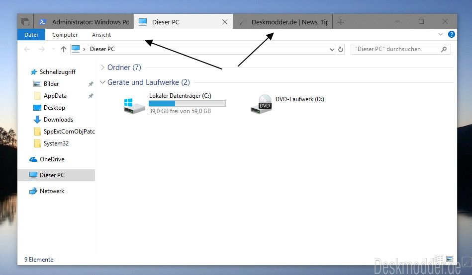 Sets (Tabs) für den Datei Explorer in der Windows 10 20H2 SDK wieder ...