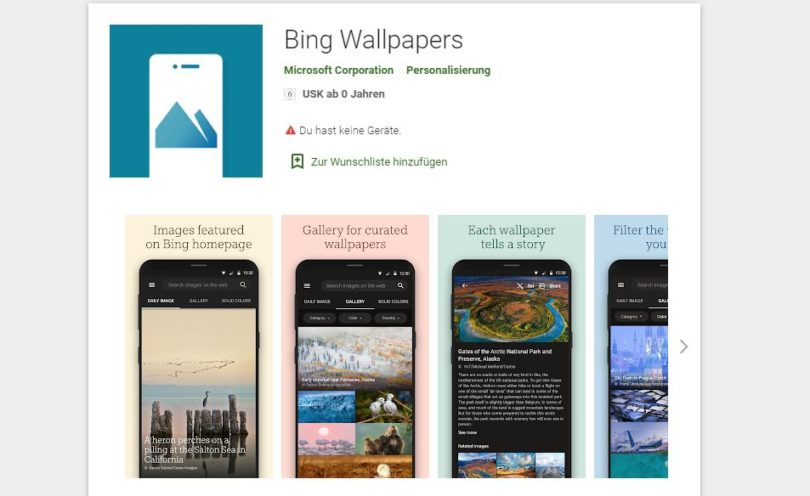 Android: Bing Wallpaper App nun auch im Play Store - Deskmodder.de