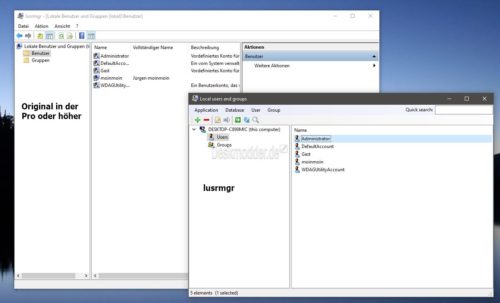 Lokale Benutzer- und Gruppenverwaltung (lusrmgr.msc) in der Windows 10, 8, 7 Home starten ...