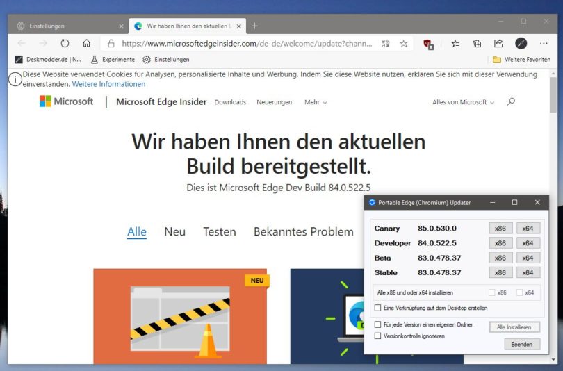 Microsoft Edge 84.0.522.5 im Dev Kanal erschienen - Deskmodder.de