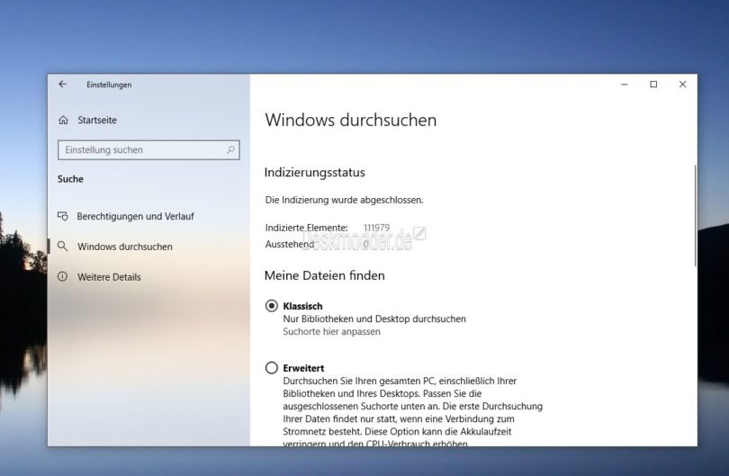 Windows 10 Suchindex - Leistung verbessern und Probleme beheben ...