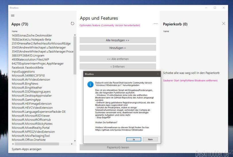 Bloatbox - Apps und SystemApps unter Windows 10 deinstallieren [Update jetzt in Deutsch ...