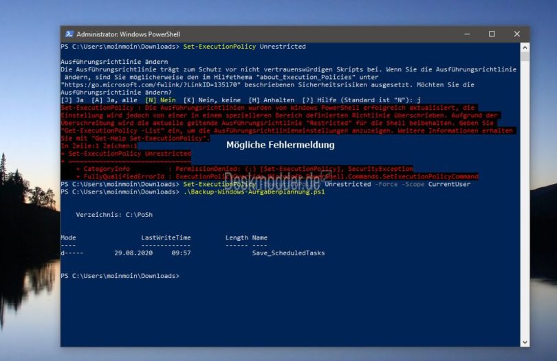Backup der Aufgaben aus der Aufgabenplanung mit PowerShell erstellen / sichern - Deskmodder.de