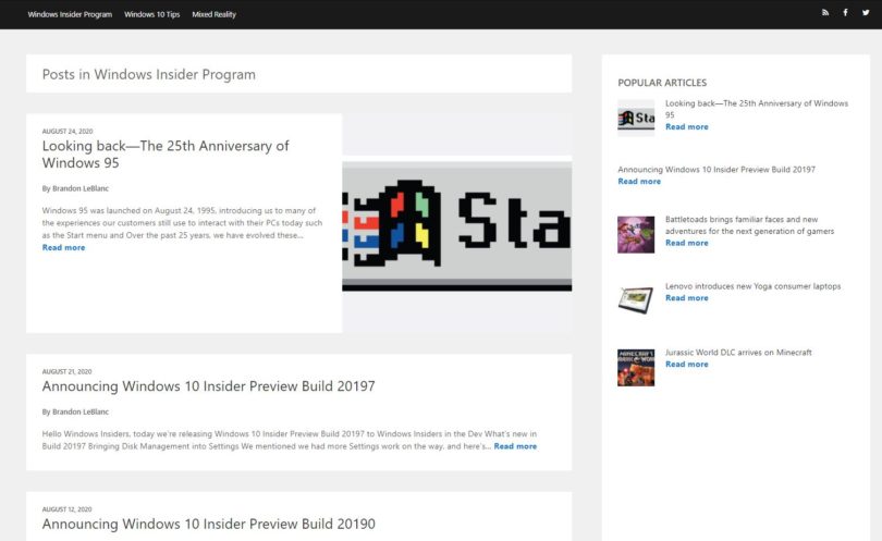 Microsoft Windows Insider Blog im neuen Outfit - Deskmodder.de