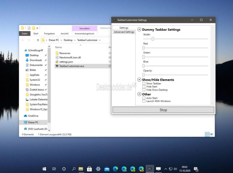 TaskbarCustomizer Windows 10 Taskleiste wie eine Dock-Leiste platzieren - Deskmodder.de