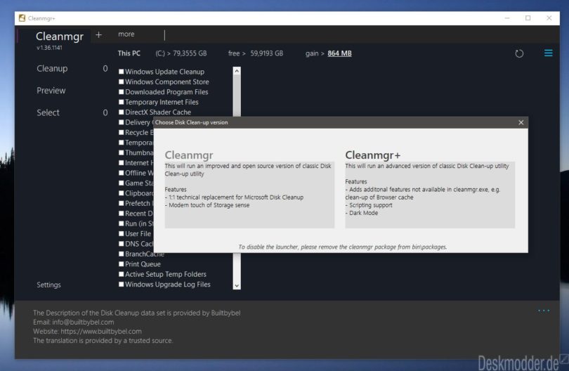 Cleanmgr+ 1.36.1141 (auch in Deutsch) behebt einige Probleme ...