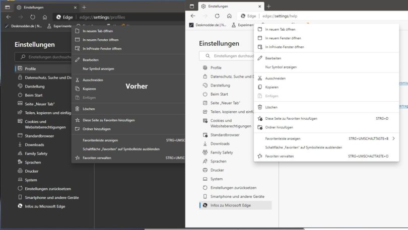 Microsoft Edge 88.0.697.0 mit neuen Symbolen und 86.0.622.68 mit ...