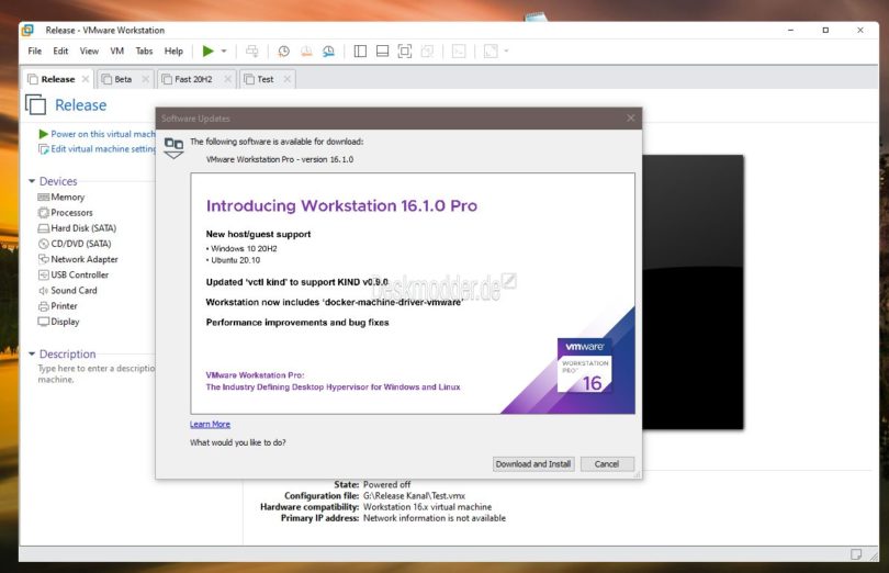 VMware Workstation 16.1.0 Pro und Player unterstützen nun die Windows ...