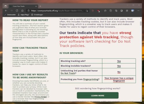 Cover Your Tracks - Wie gut ist der Browser gegen Tracking geschützt ...