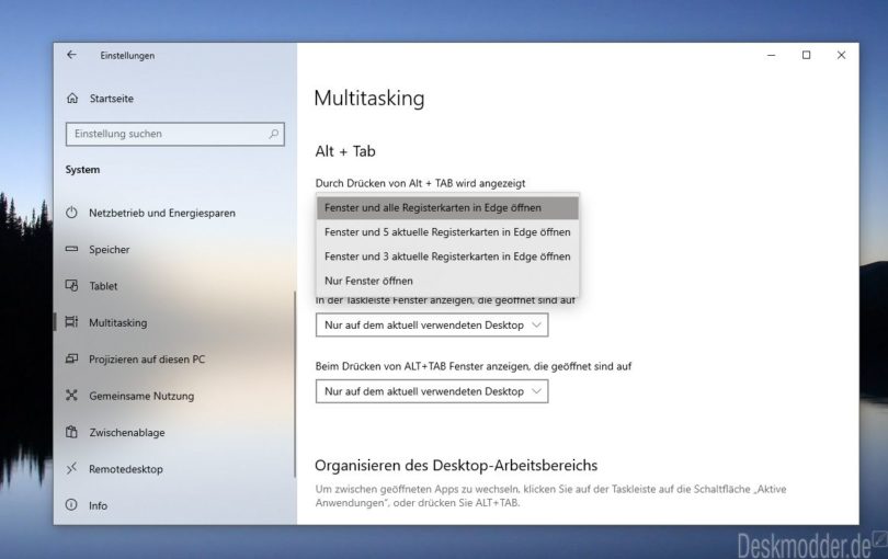 Microsoft Edge: Alt + Tab Tab-Auswahl kann nun im Browser selbst ...