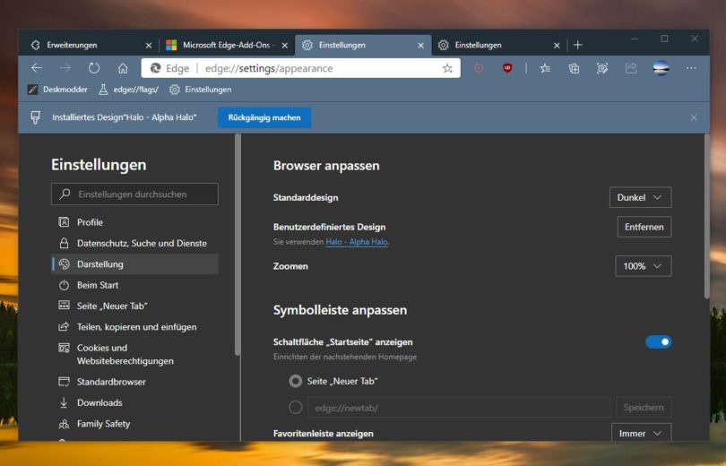 Microsoft Edge: Weitere Theme (Designs) zum Installieren im Edge Store ...