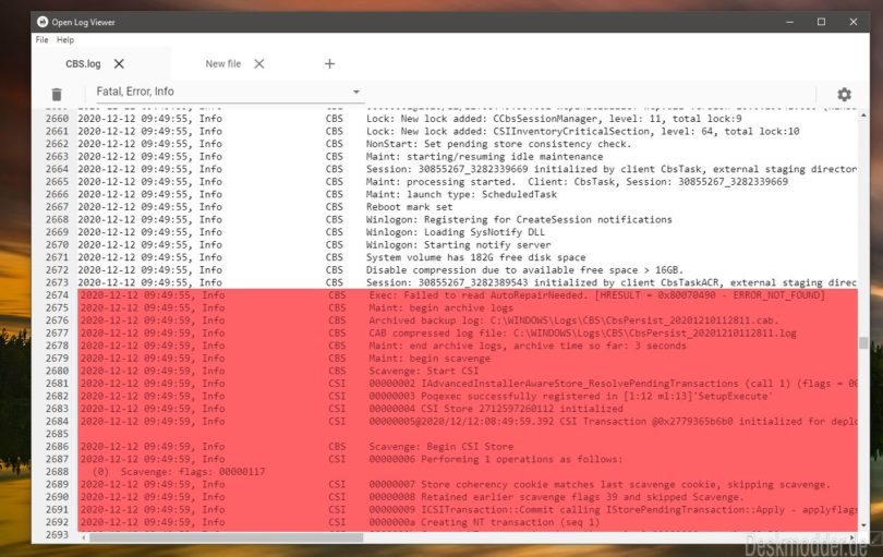 Open Log Viewer - In Log-Dateien Fehlern schneller finden - Deskmodder.de