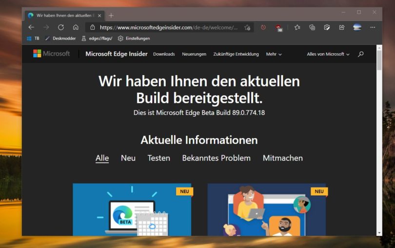 Microsoft Edge 89 im Beta-Kanal mit vielen Verbesserungen erschienen ...