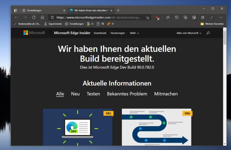Microsoft Edge 90 ist nun im Dev-Kanal erschienen Edge Stable nun auch ...