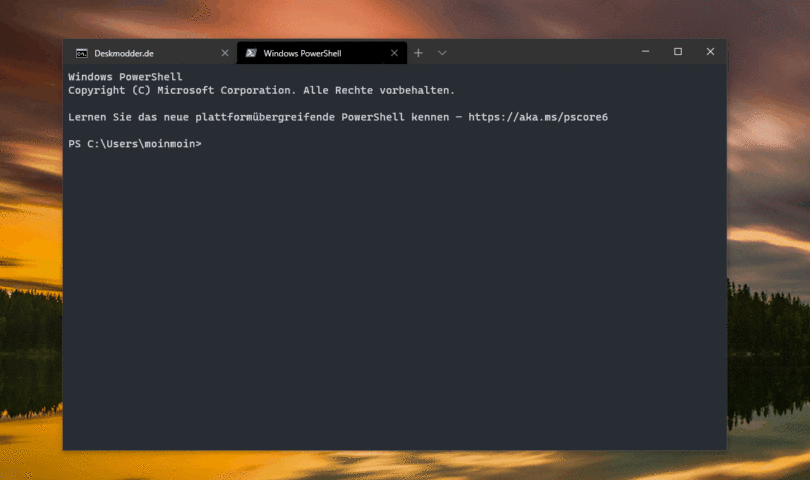 Windows Terminal über Tastenkombinationen oder die Suche steuern ...
