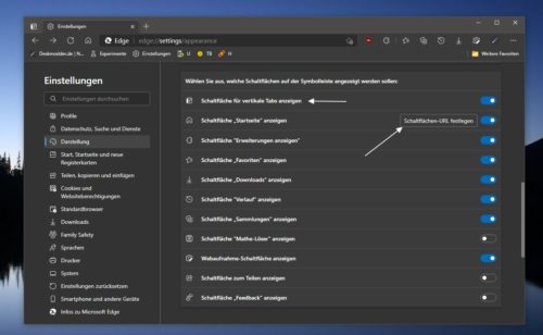Microsoft Edge: Symbolleiste anpassen wurde aktualisiert, aufgeräumt ...