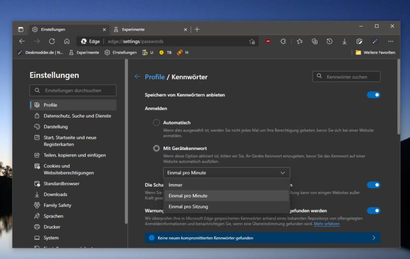 Microsoft Edge 92 Neue Passwort-Einstellung und Menüänderung für den ...