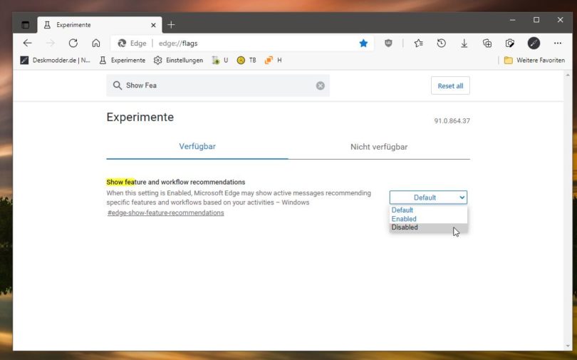 Microsoft Edge Pop-up für "Empfohlene Browser-Einstellungen" deaktivieren - Deskmodder.de