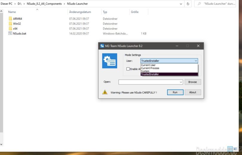 NSudo 8.2 mit deutscher Sprache und entfernt die ARM32 Unterstützung ...