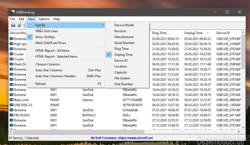 USBDriveLog - Verlauf der angeschlossenen USB-Laufwerke unter Windows ...