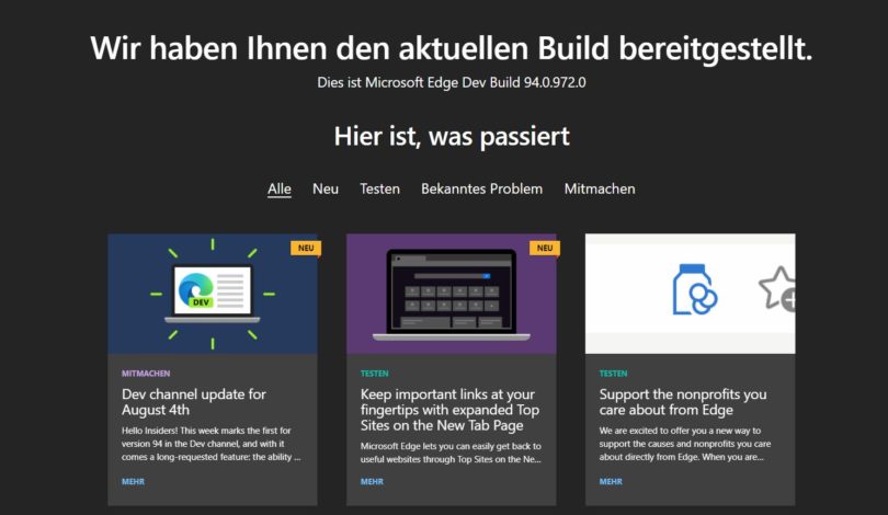 Microsoft Edge 94.0.972.0 - Erste 94er Version steht im Dev-Kanal zum ...