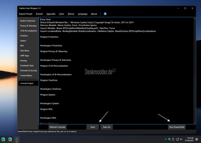 Sophia Script for Windows jetzt für Windows 11 und 10 - Deskmodder.de