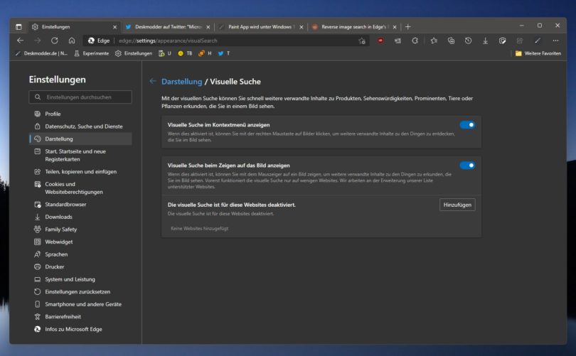 Microsoft Edge Visuelle Suche ersetzt "Im Web nach Bildern suchen" und ...
