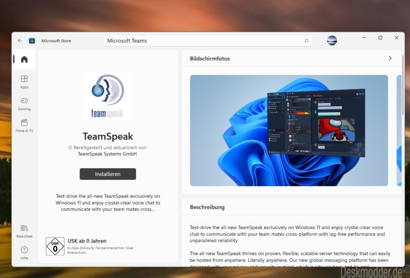 Microsoft Teams kommt und TeamSpeak ist im Microsoft Store - Deskmodder.de