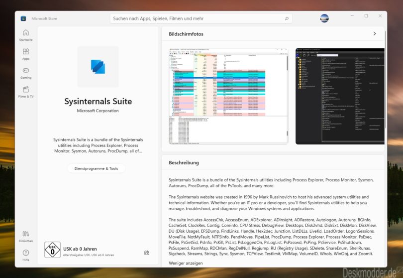 Sysinternals Suite nun auch im Microsoft Store und Sysmon für Linux - Deskmodder.de