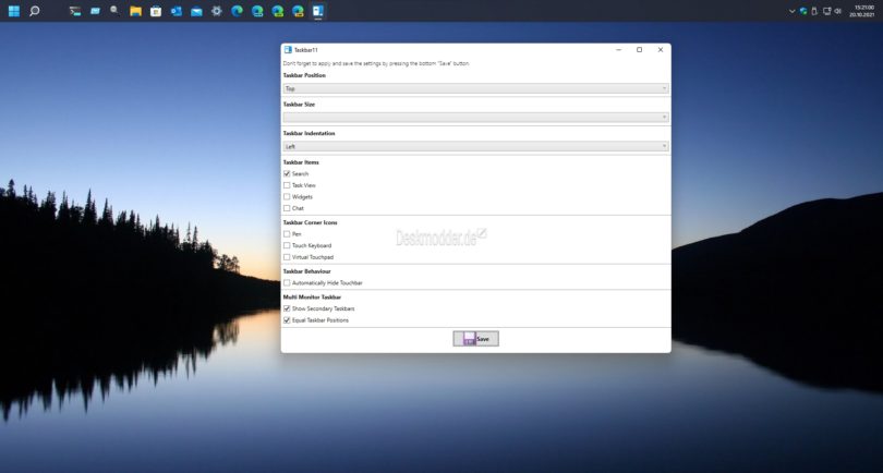 Taskbar11 - Taskleistenposition, Icon-Einstellungen unter Windows 11 ...