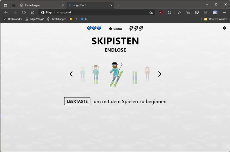 edge://surf/ jetzt mit Skipisten und einem Yeti - Deskmodder.de