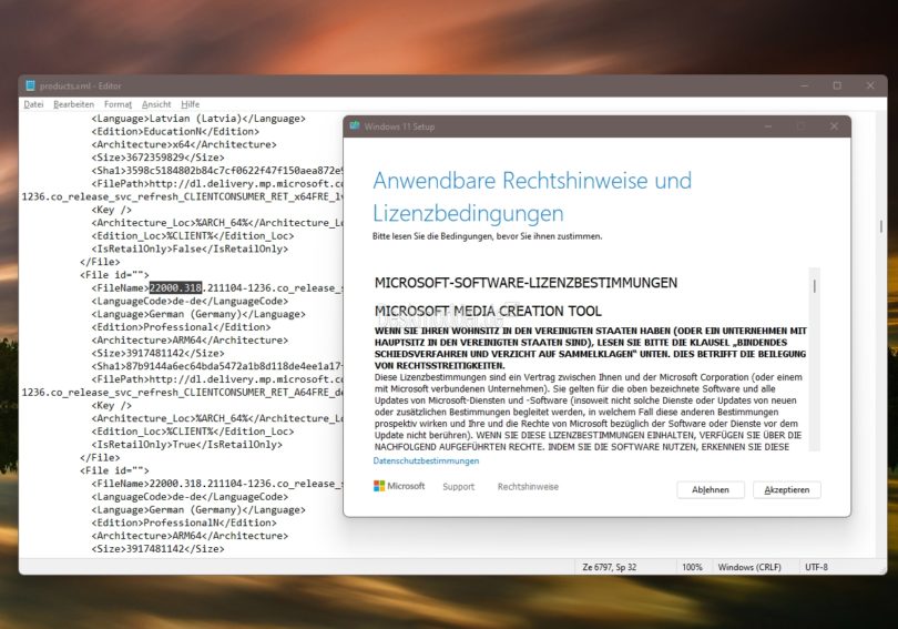 Windows 11: Das MCT lädt nun die 22000.318 als ISO oder auf den Stick ...