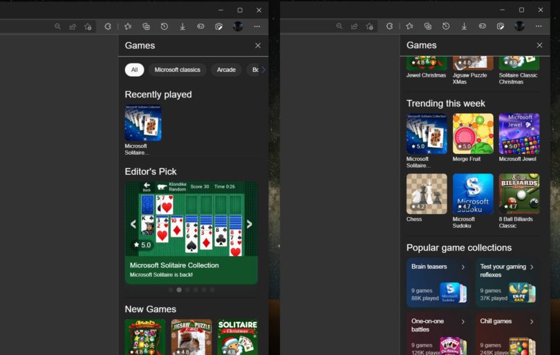 Microsoft Edge MSN Online Games als neue Schaltfläche in der ...