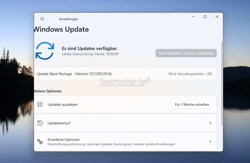 Windows 11 Dev Update Stack Package 721.1203.211.0 wurde heute ...