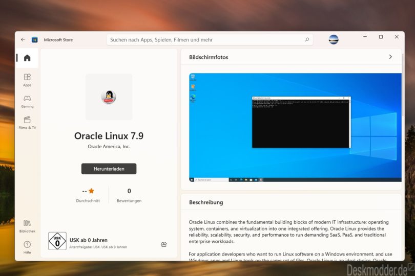Oracle Linux (WSL) [Update: 8.5] für Windows 11 und 10 im Microsoft ...