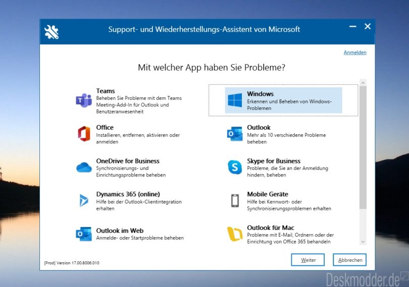 SaRA 17.00.8006.010 Microsoft Support and Recovery Assistant zur ...