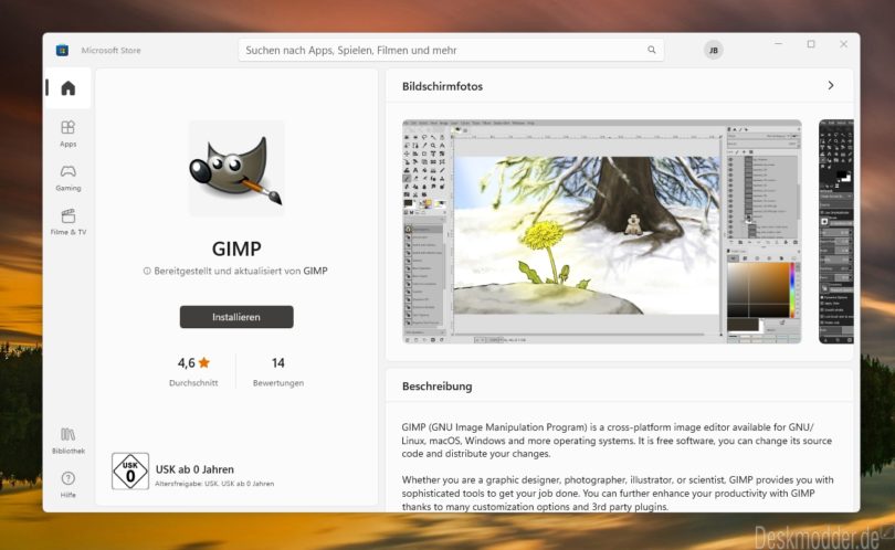 GIMP jetzt ganz offiziell im Microsoft Store [Update] - Deskmodder.de
