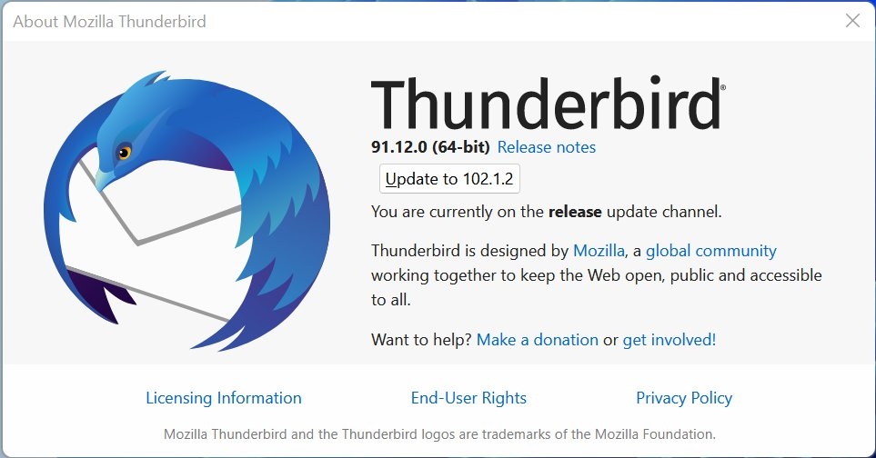 Thunderbird 91 bekommt jetzt das Update auf die Version 102 über die Update-Funktion - Deskmodder.de