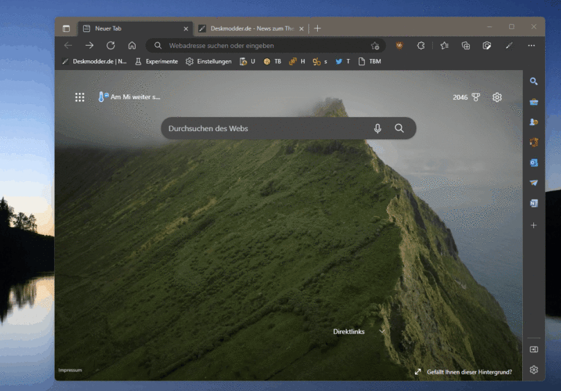 Microsoft Edge Seiteneinstellungen für "Neuer Tab" wird überarbeitet ...
