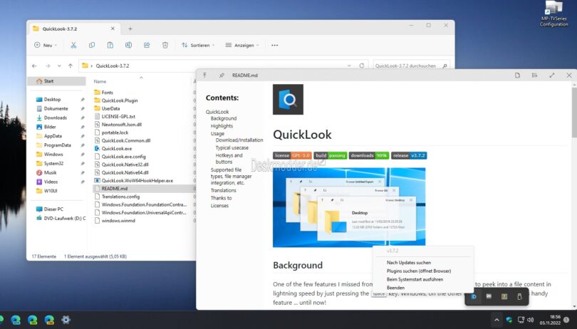 QuickLook 3.7.2 korrigiert Fehler in der Windows 11 22H2 mit Tabs und mehr - Deskmodder.de