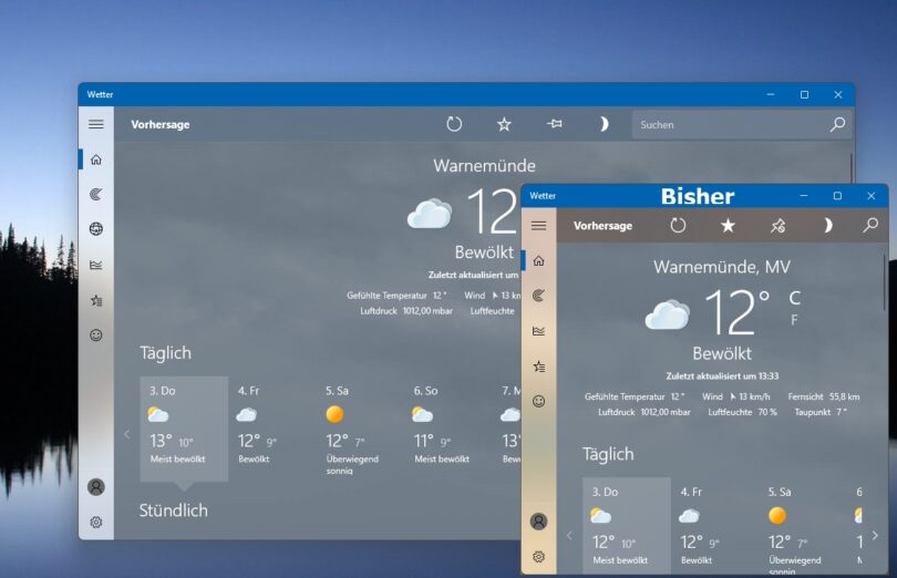 Wetter App startet wieder in vollständiger Größe, anstatt dem kleinen ...