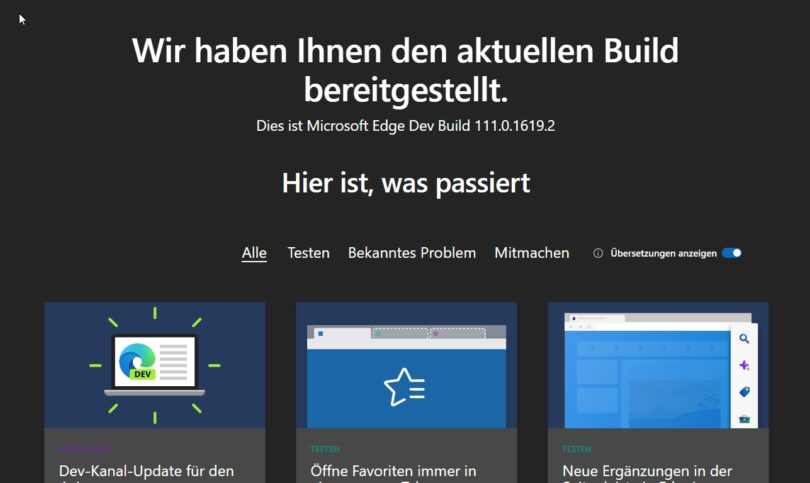Microsoft Edge 111 (111.0.1619.2) im Dev-Kanal mit neuen Funktionen - Deskmodder.de