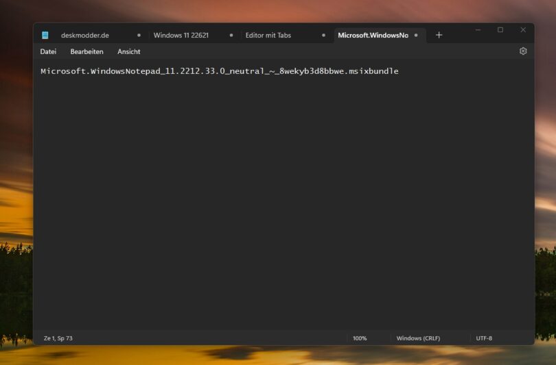 Windows 11 Notepad (Editor) mit Tabs installieren - Deskmodder.de