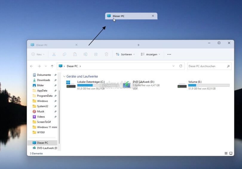 Windows 11 Tabs aus dem Datei Explorer herausziehen für ein neues ...