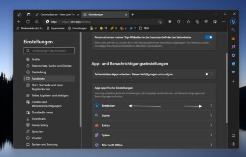 Microsoft Edge Entdecken (Discover) in den Einstellungen ausschalten ...