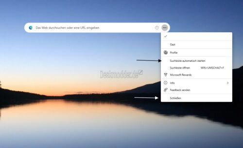 Windows 10: Bing-Suchleiste auf dem Desktop wird über den Microsoft ...