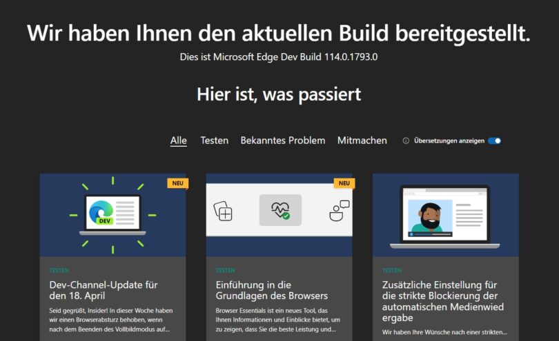 Microsoft Edge 114.0.1793.0 im Dev-Kanal als Wartungsupdate - Deskmodder.de